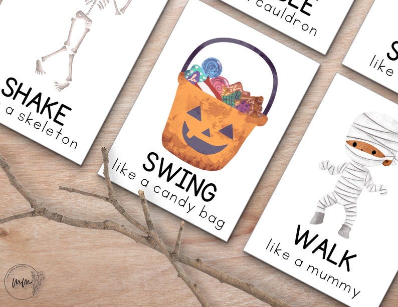 Halloween Movement Cards Halloween Flash Cards Calming - Etsy