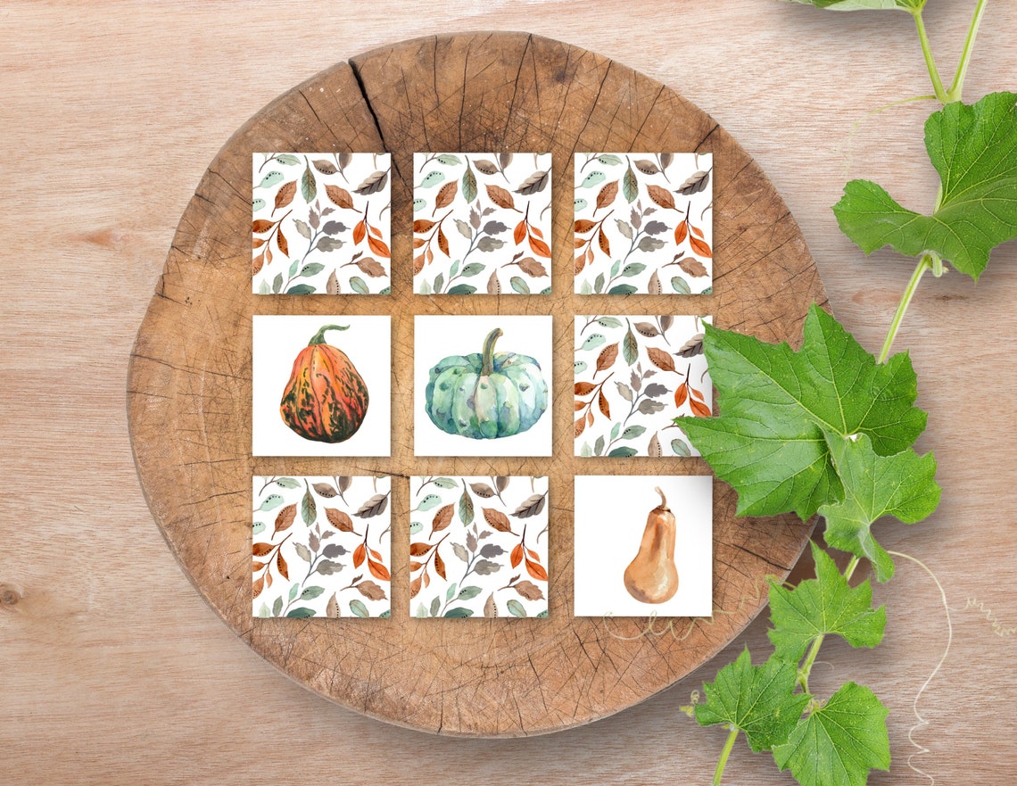 Fall Matching Game, Toddler Montessori Activity, Preschool Pumpkin ...