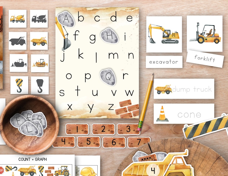 Construction Vehicles Activity Unit Construction Montessori - Etsy