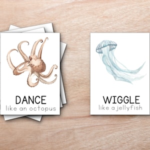 Animal Movement Cards, Ocean Animal Cards, Calm Down Activity, Kids ...