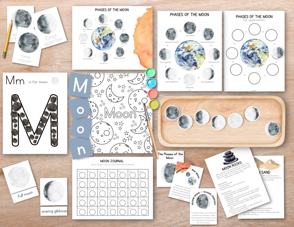 Moon Phases Study Unit Space Study Unit Homeschool Space - Etsy