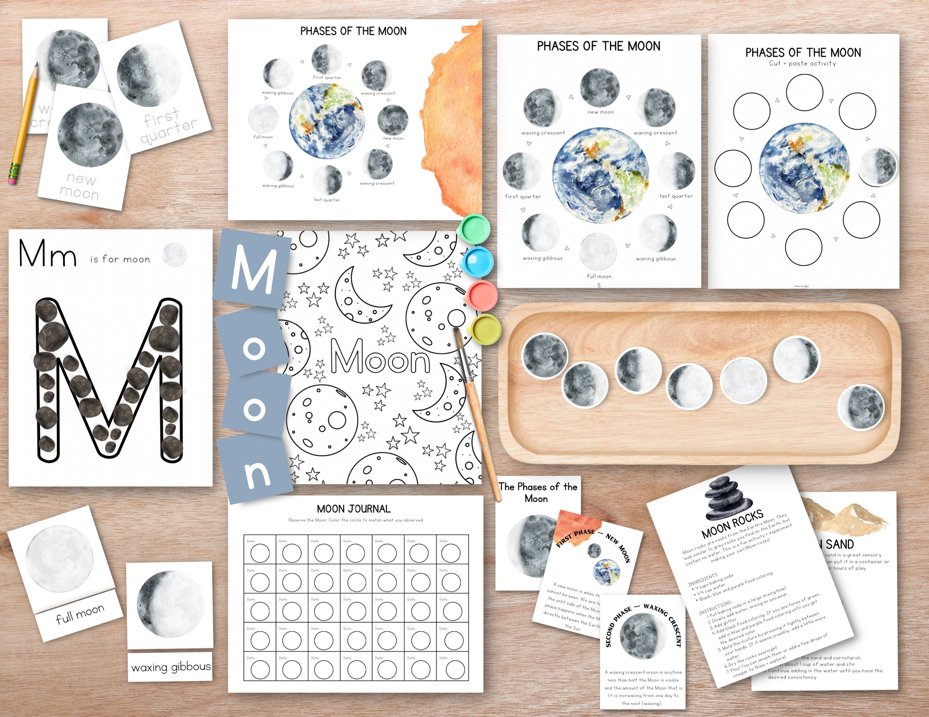 Moon Phases Study Unit Space Study Unit Homeschool Space - Etsy