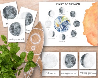 Moon Phases 3-part Cards - Etsy