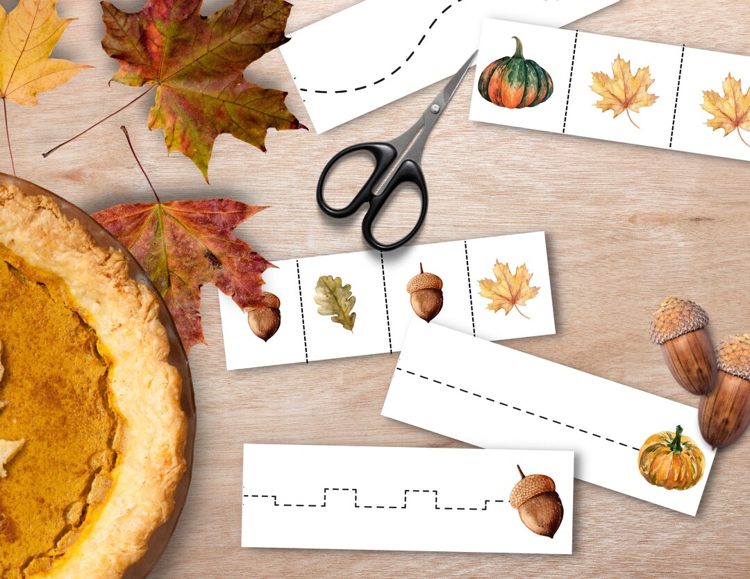 Fall Scissor Cutting Strips, Toddler Montessori Activity, Preschool ...