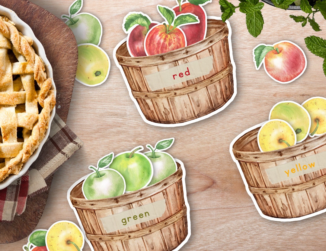 Apple Color Matching Game, Toddler Montessori Activity, Preschool Apple ...