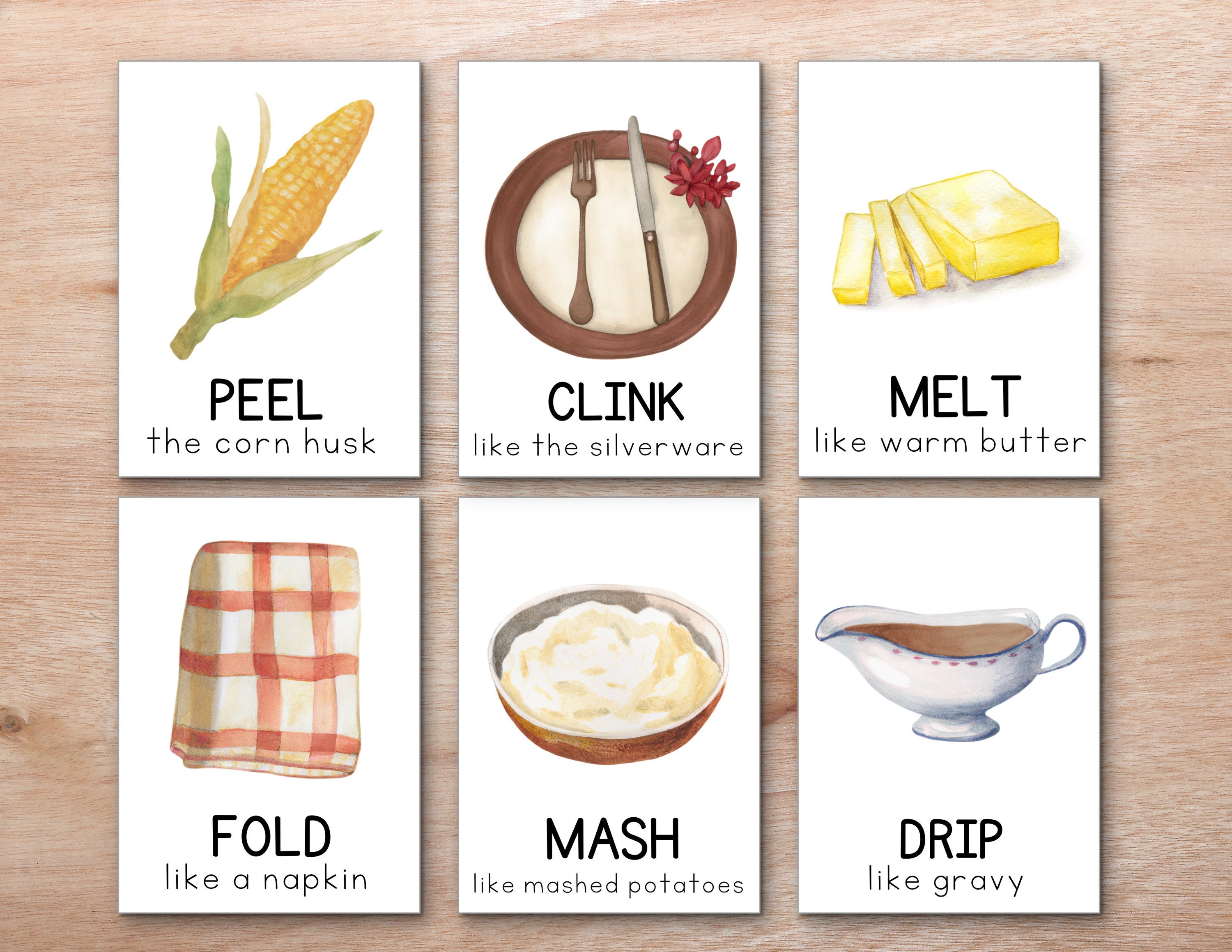 Thanksgiving Movement Cards, Thanksgiving Flash Cards, Calming Corner ...
