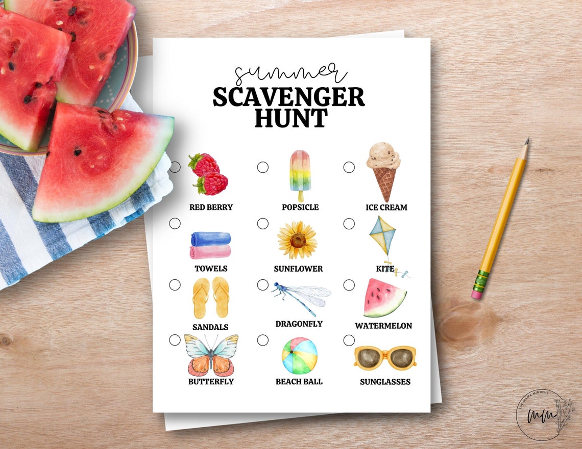 Outdoor Summer Scavenger Hunt Activity Scavenger Hunt for | Etsy