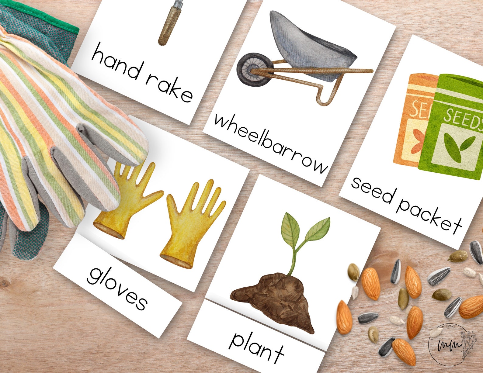 Montessori Garden 3 Part Cards Garden Flashcards Preschool | Etsy