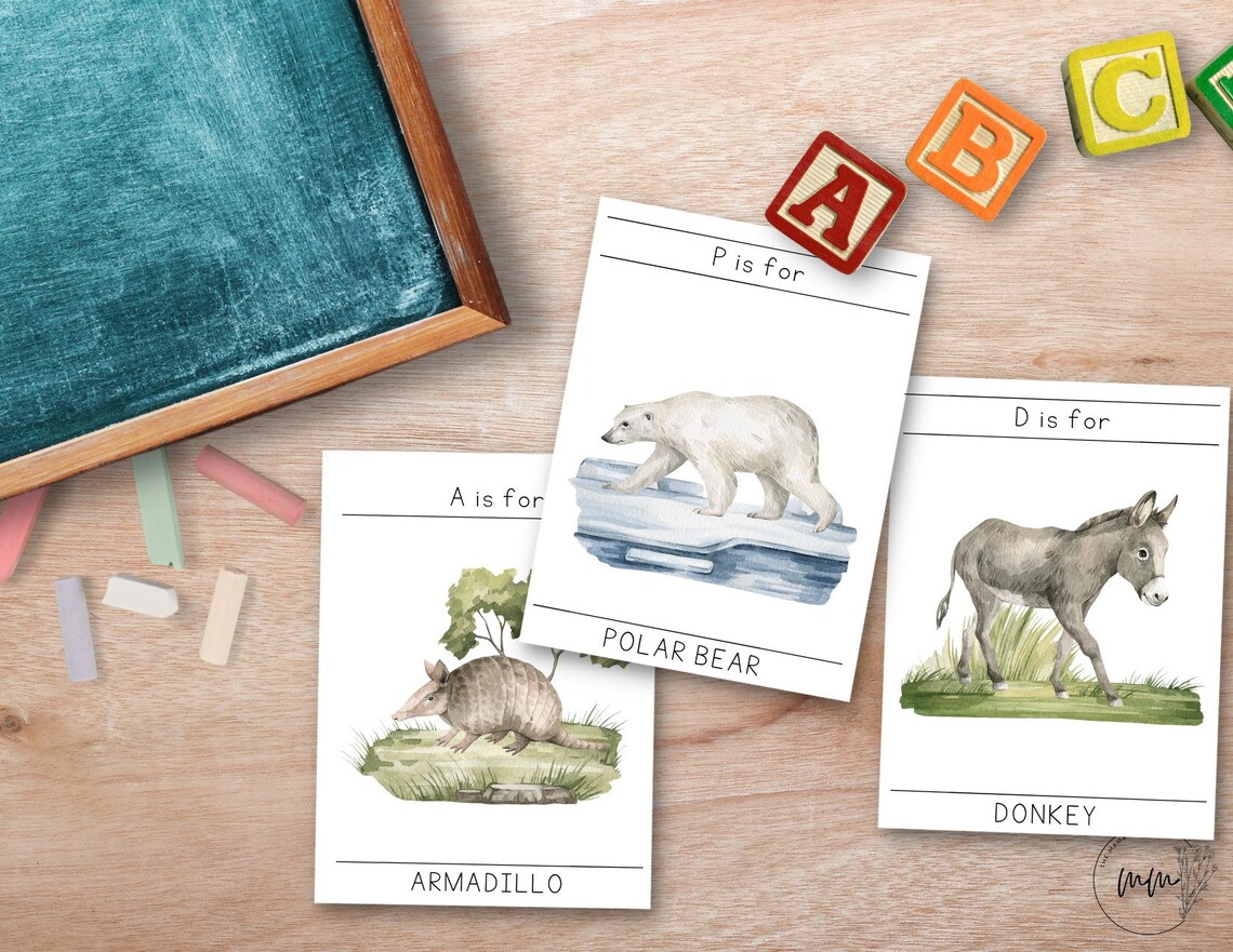 ABC Animal Alphabet Printable Flash Cards Classroom Art | Etsy