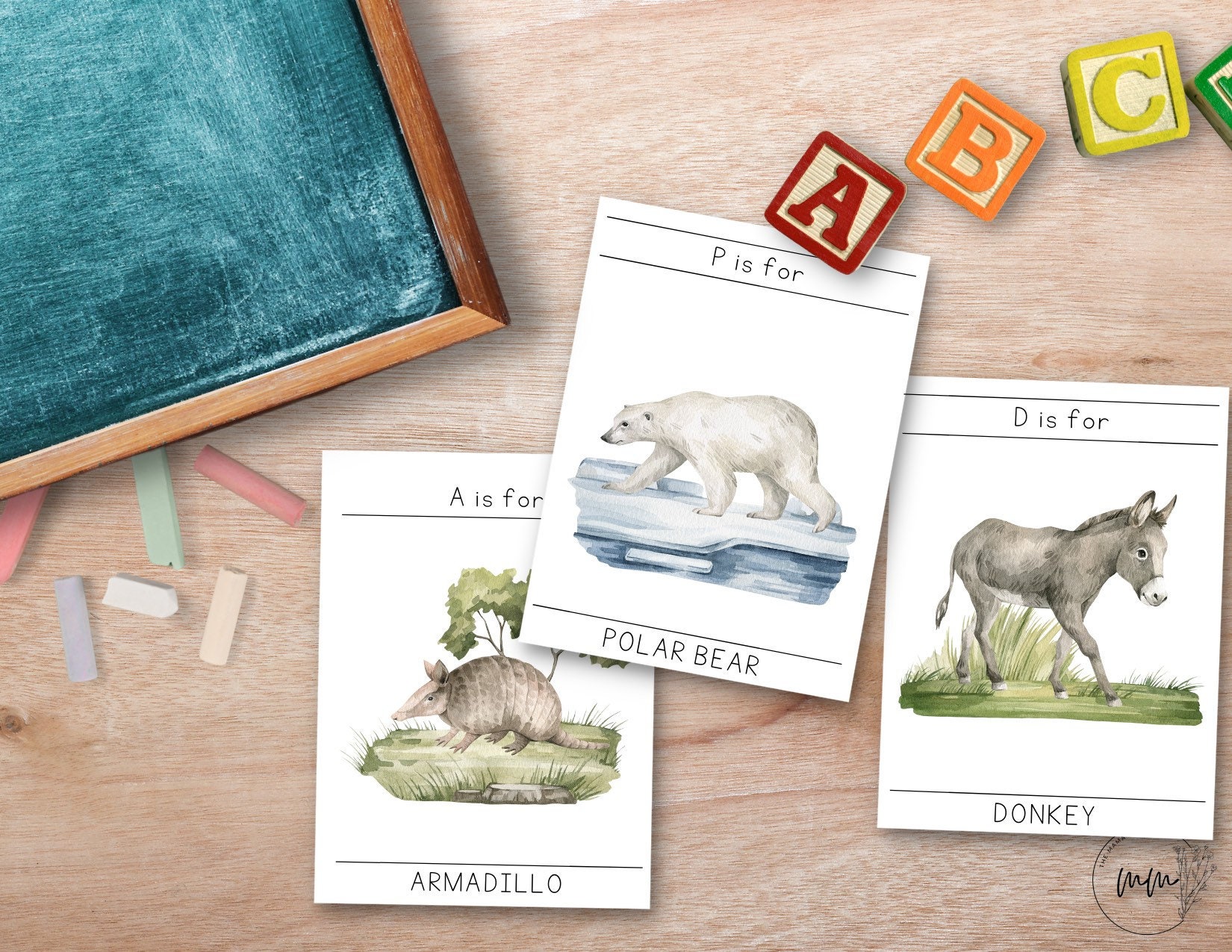 ABC Animal Alphabet Printable Flash Cards Classroom Art - Etsy