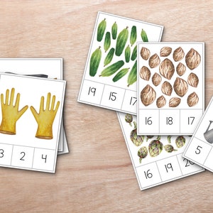 Garden Themed Count and Clip Cards, Montessori Gardening, Numbers 1-20 ...