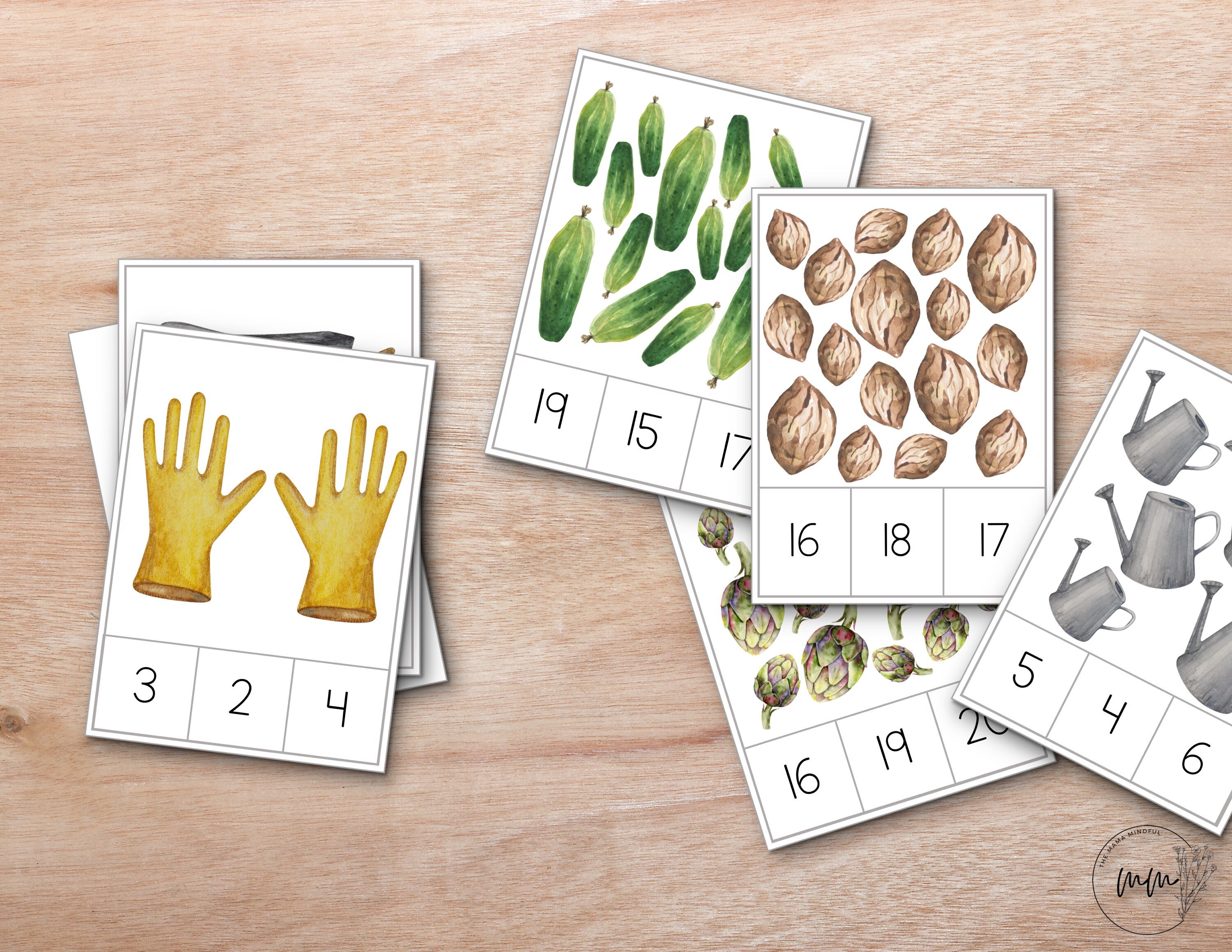Garden Themed Count and Clip Cards, Montessori Gardening, Numbers 1-20 ...