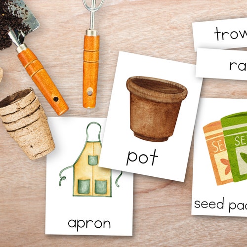 Montessori Garden 3 Part Cards Garden Flashcards Preschool - Etsy