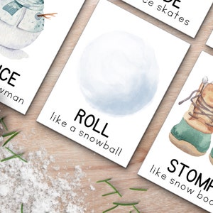 Winter Movement Cards, Winter Flash Cards, Calming Corner Activity ...