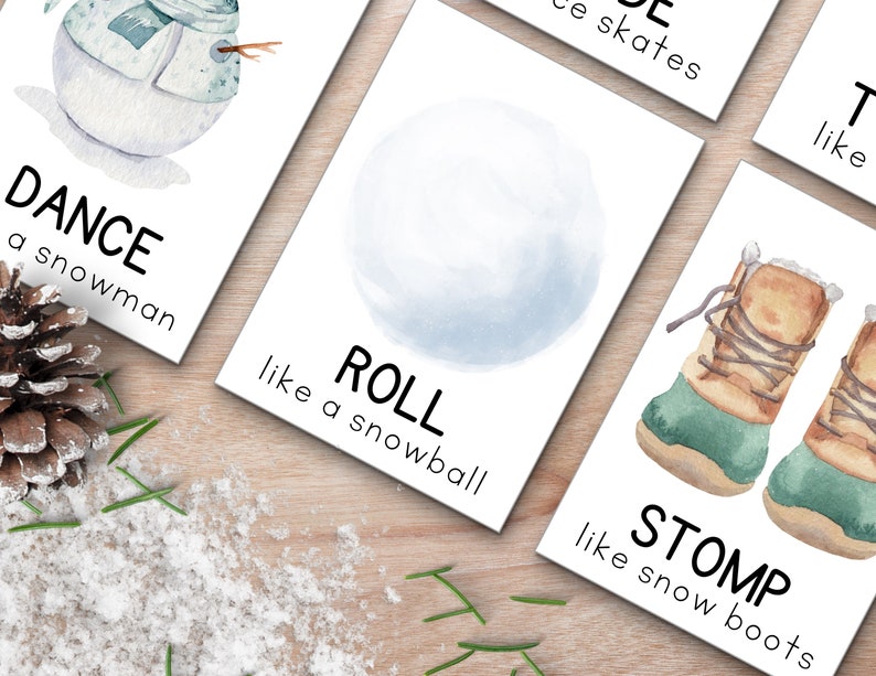 Winter Movement Cards Winter Flash Cards Calming Corner - Etsy