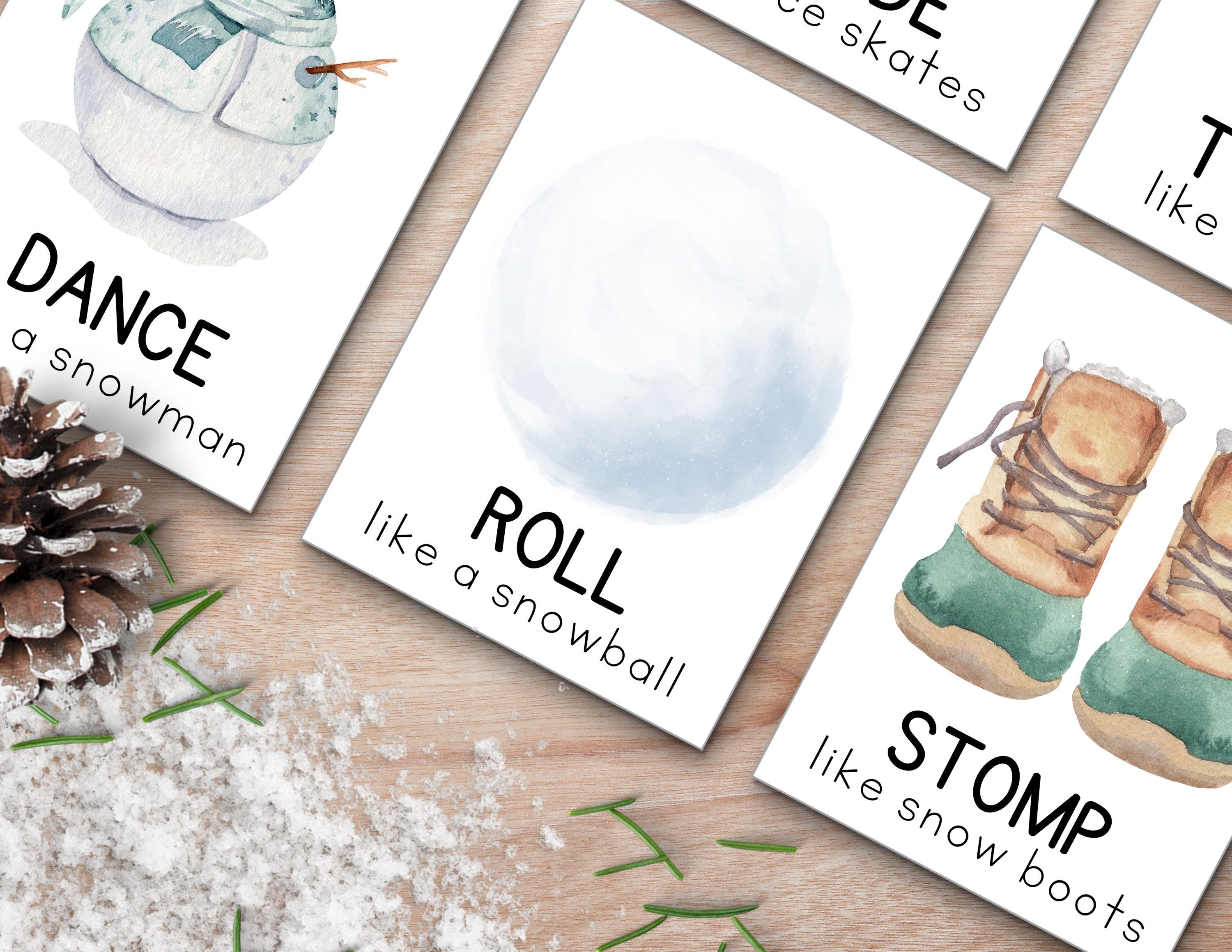 Winter Movement Cards, Winter Flash Cards, Calming Corner Activity ...
