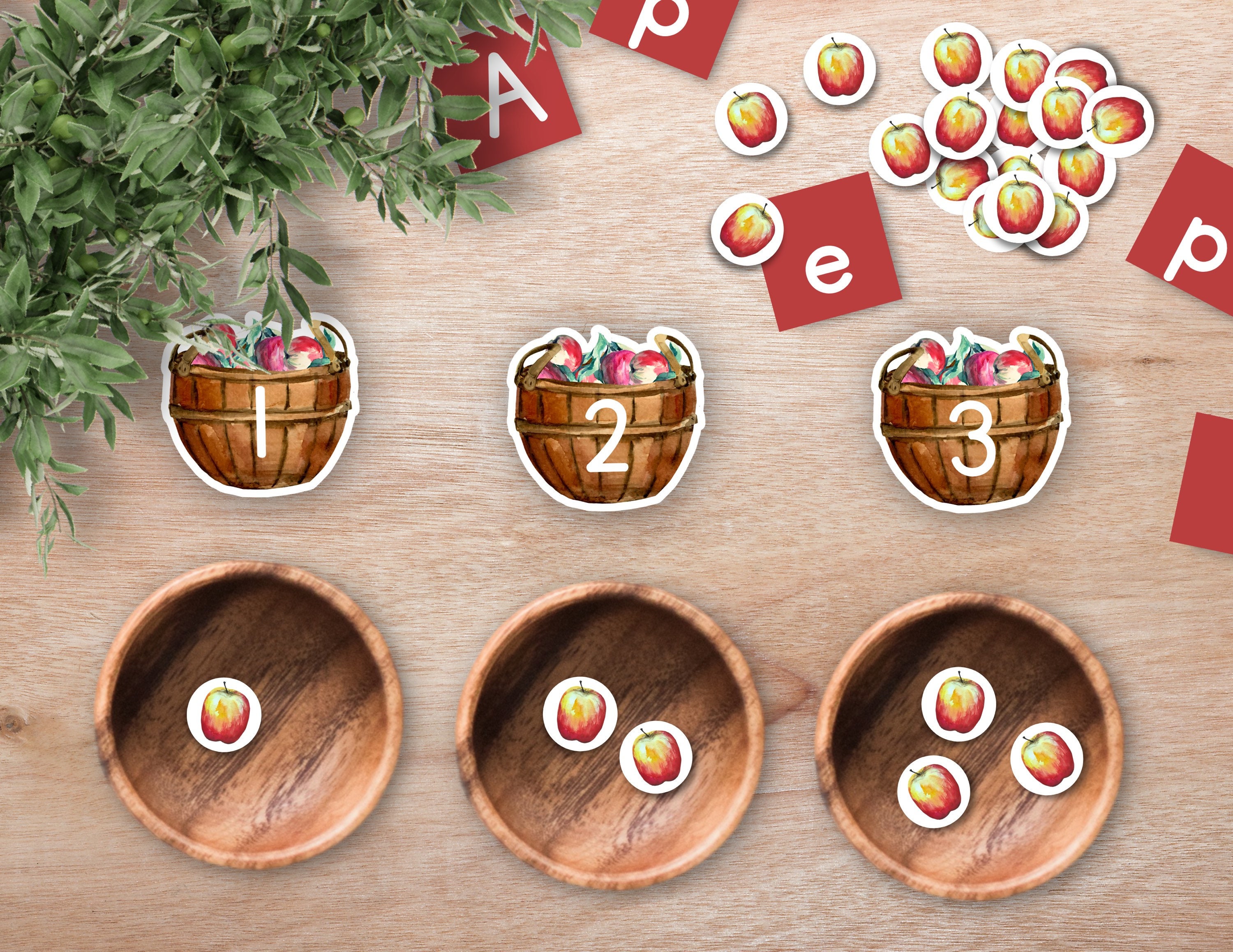 Apple Counting Math Game Montessori Activity Preschool Apple - Etsy