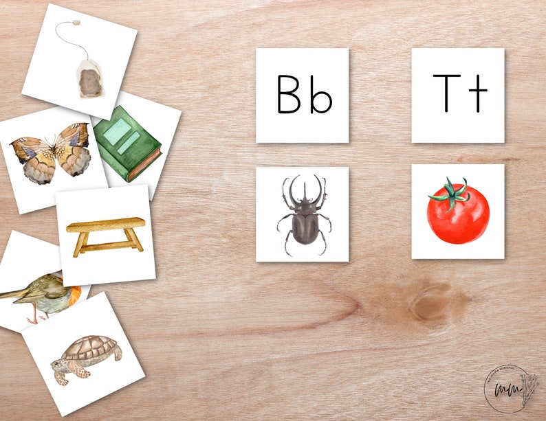 Preschool Letter Sounds Picture Matching Cards, Montessori Letters ...