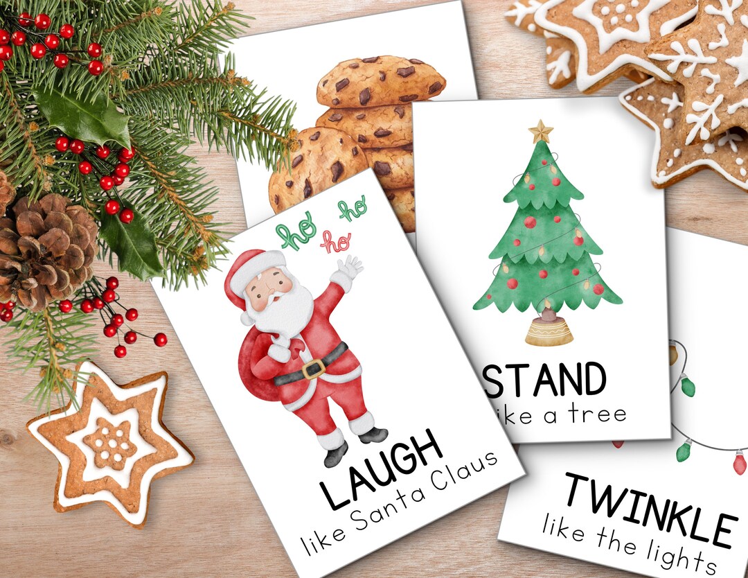 Christmas Movement Cards, Christmas Flash Cards, Calming Corner ...