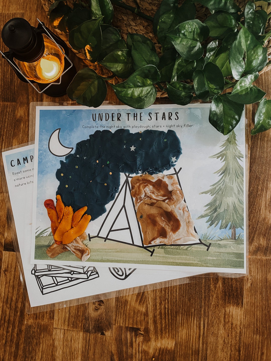 Camping Playdough Mat, Camp Fire, Smores Playdough Mat, Tent Playdough ...