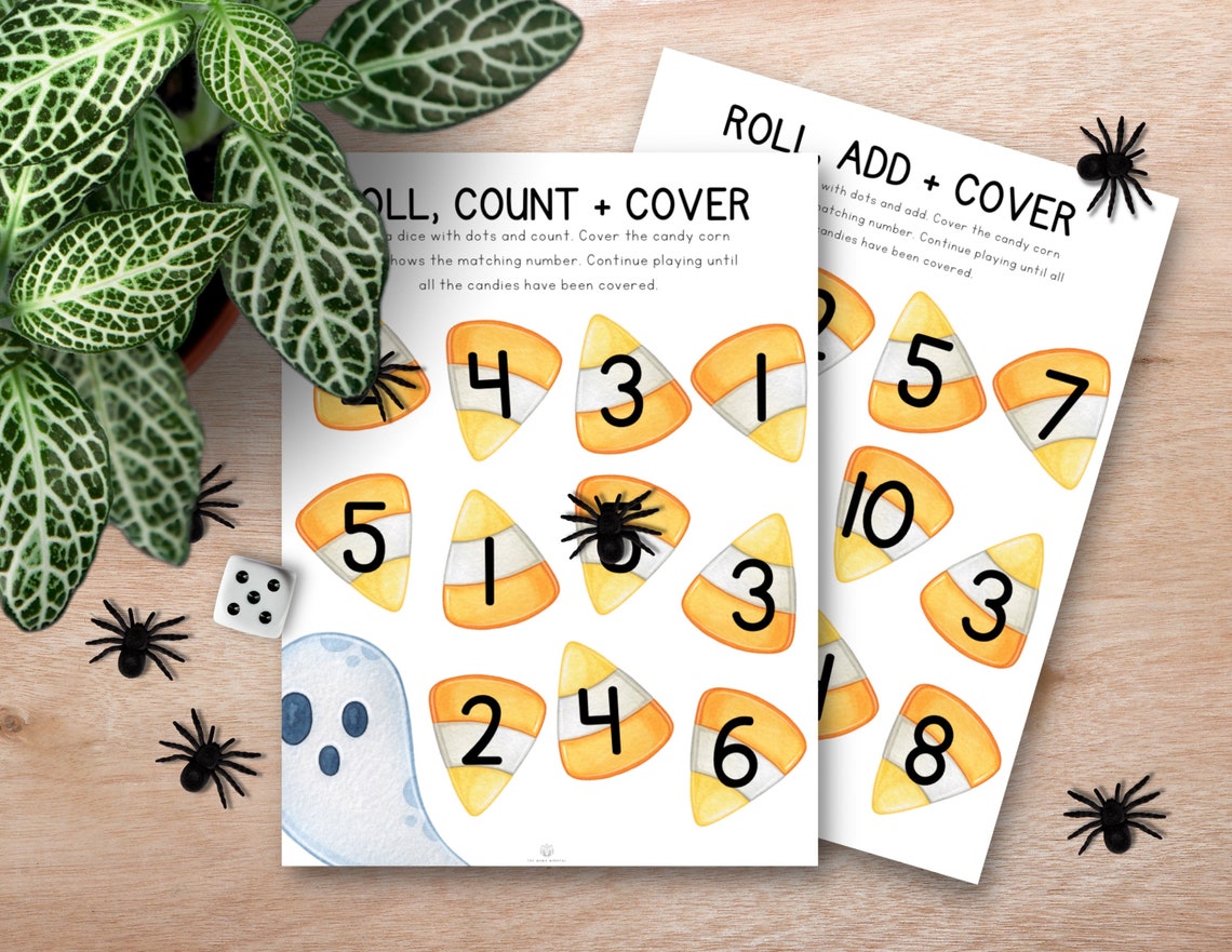 Halloween Counting Addition Math Game, Montessori Activity, Preschool ...