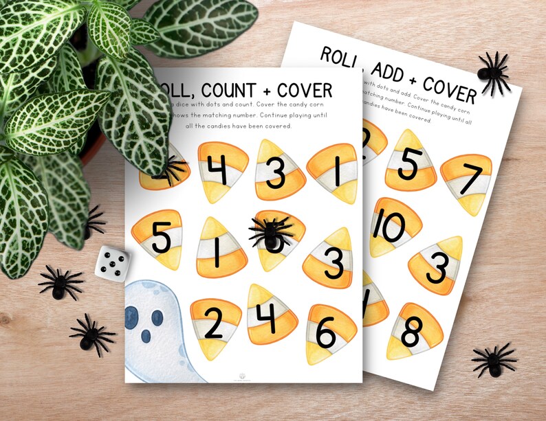 Halloween Counting Addition Math Game, Montessori Activity, Preschool ...