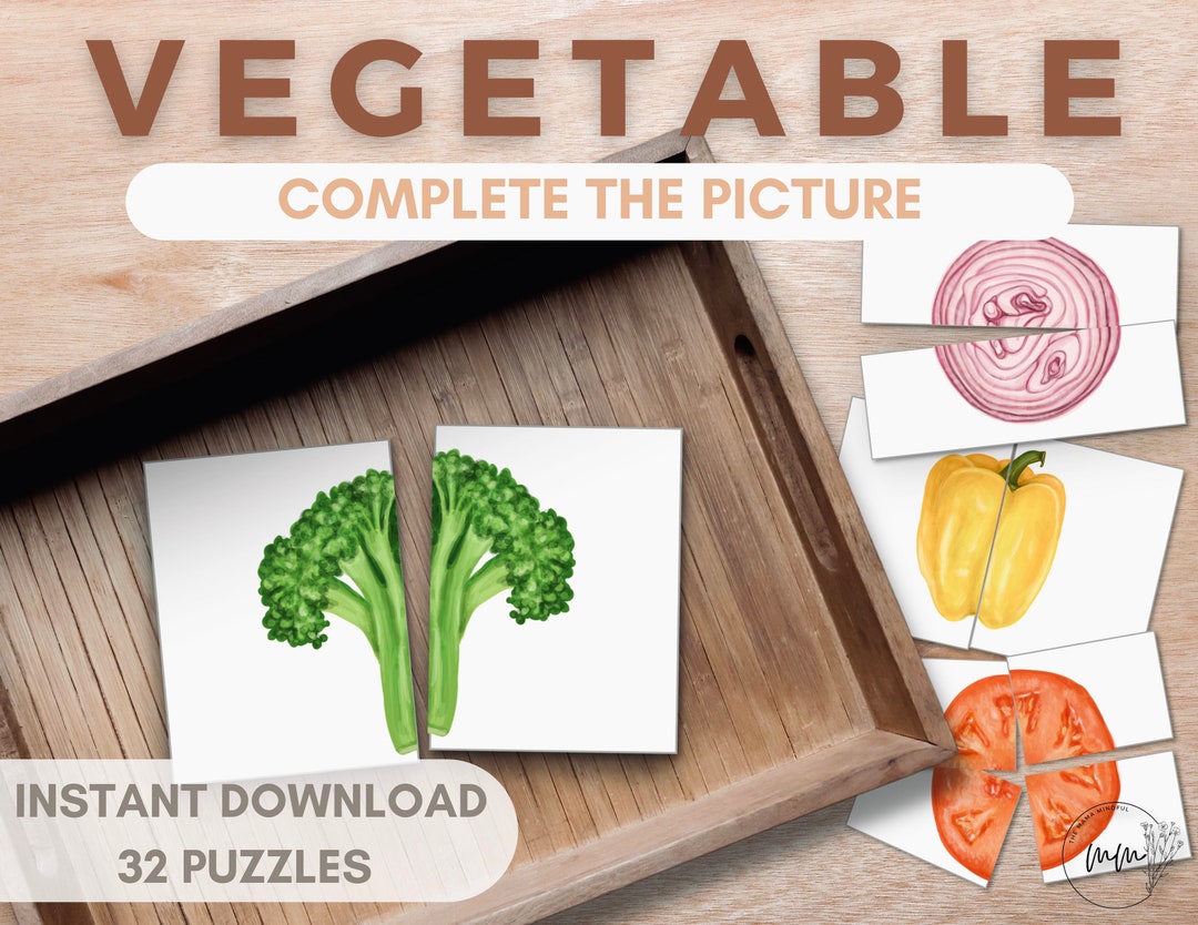 Vegetable Slices Matching Puzzle Cards, Montessori Inspired Toddler ...