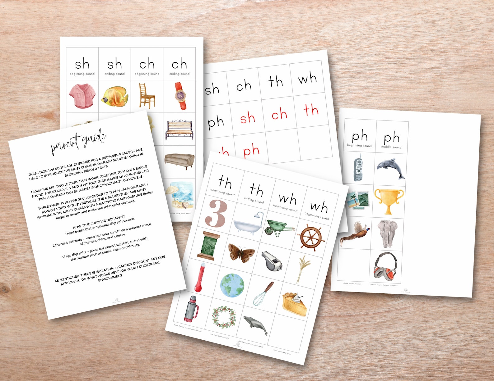 Preschool Phonics Picture Matching Sound Cards, Montessori Phonics ...