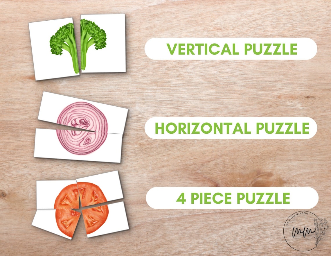 Vegetable Slices Matching Puzzle Cards Montessori Inspired - Etsy