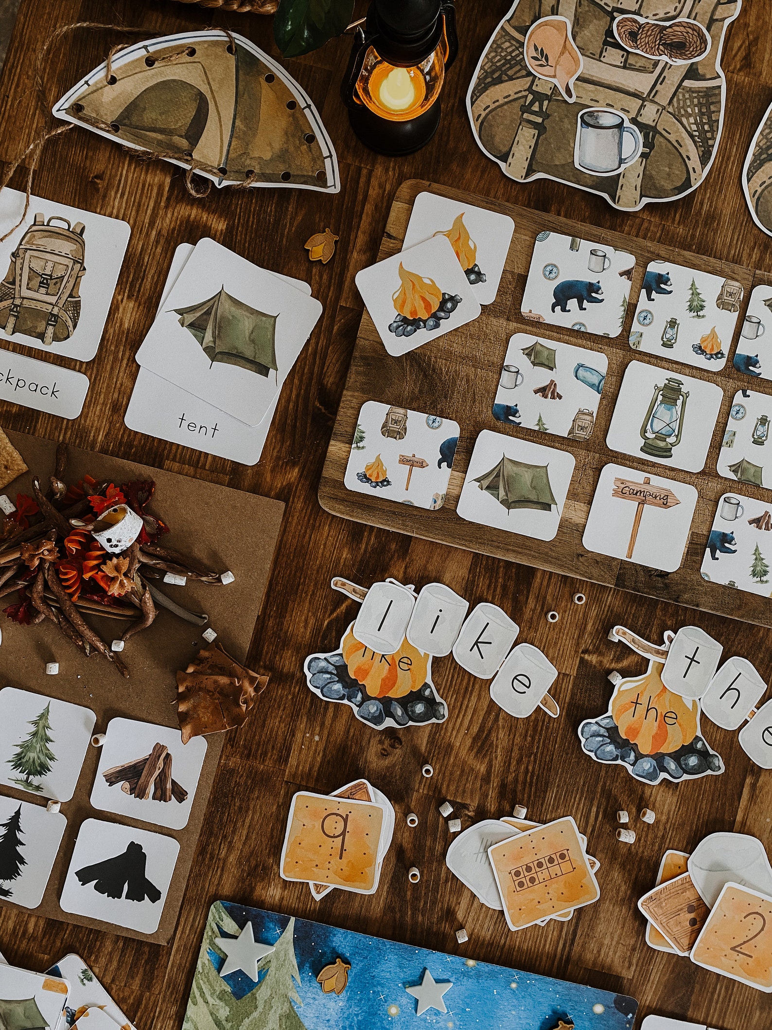 Camping Activity Unit, Camping Unit, 3 Part Flashcards, Homeschool ...