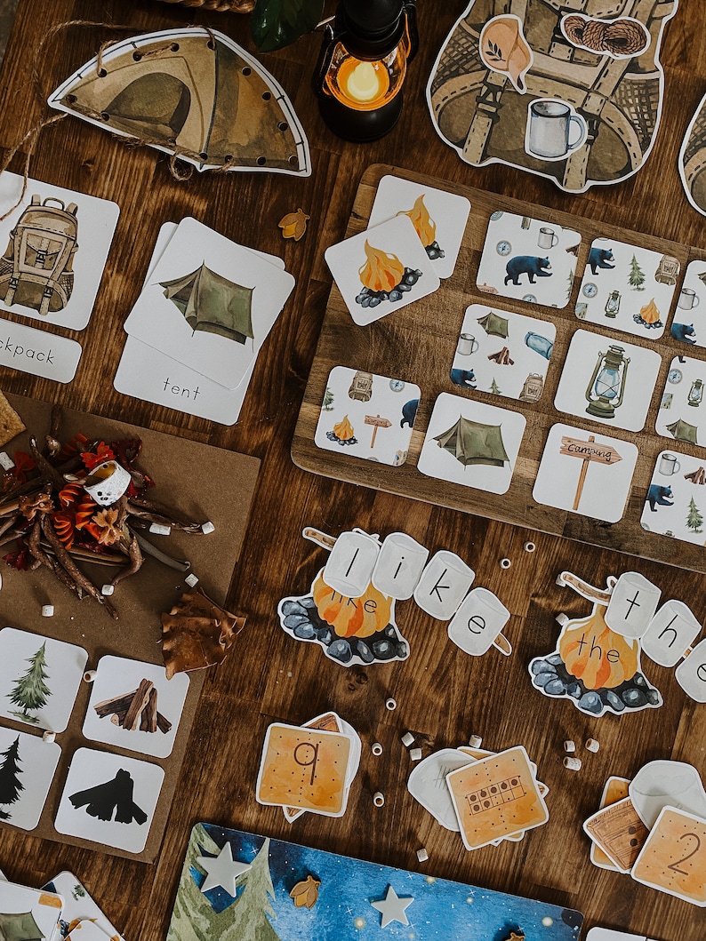Camping Activity Unit, Camping Unit, 3 Part Flashcards, Homeschool ...