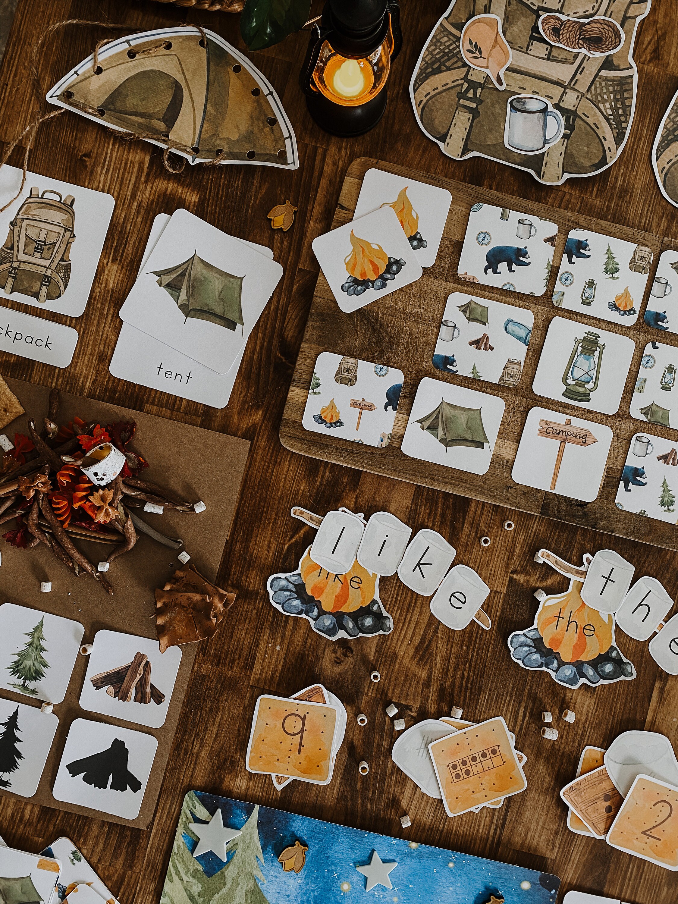 Camping Activity Unit, Camping Unit, 3 Part Flashcards, Homeschool ...