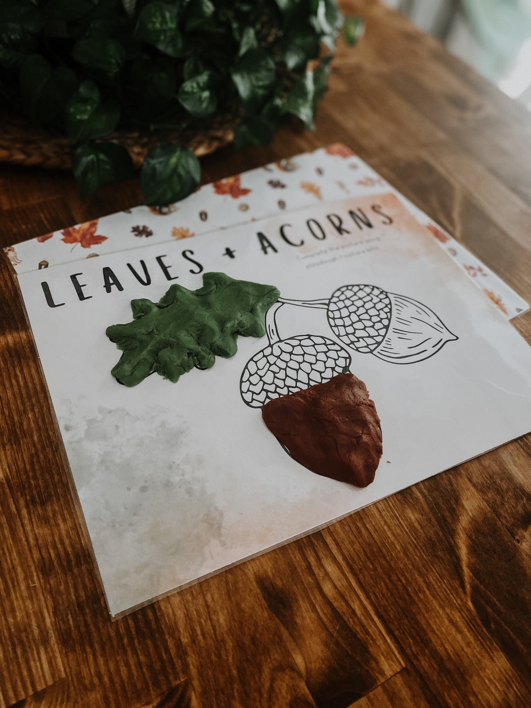 Fall Leaves Playdough Mat, Playdough Mat, Acorn Playdough Mat, Fall ...