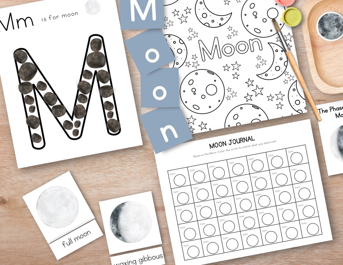 Moon Phases Study Unit Space Study Unit Homeschool Space - Etsy