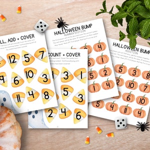 Halloween Counting Addition Math Game, Montessori Activity, Preschool ...