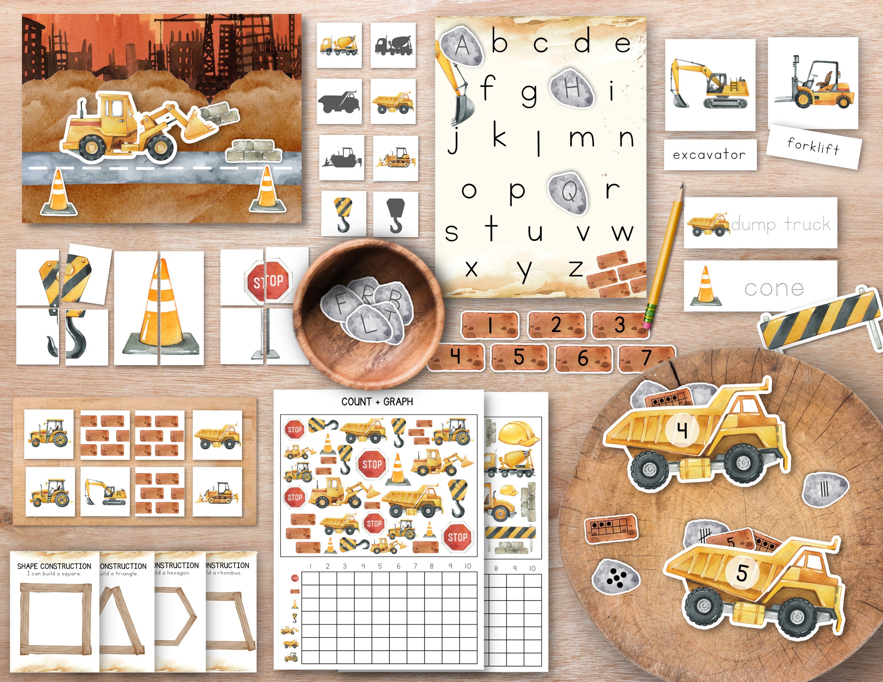 Construction Vehicles Activity Unit, Construction Montessori Unit ...