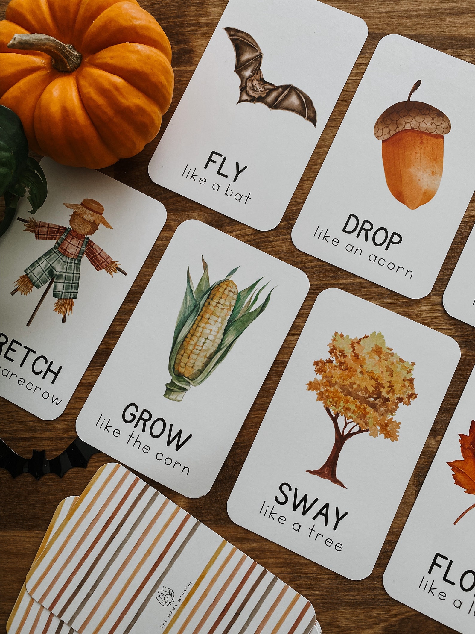 Fall Movement Cards Autumn Flash Cards Calming Corner - Etsy