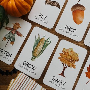 Fall Movement Cards Autumn Flash Cards Calming Corner - Etsy