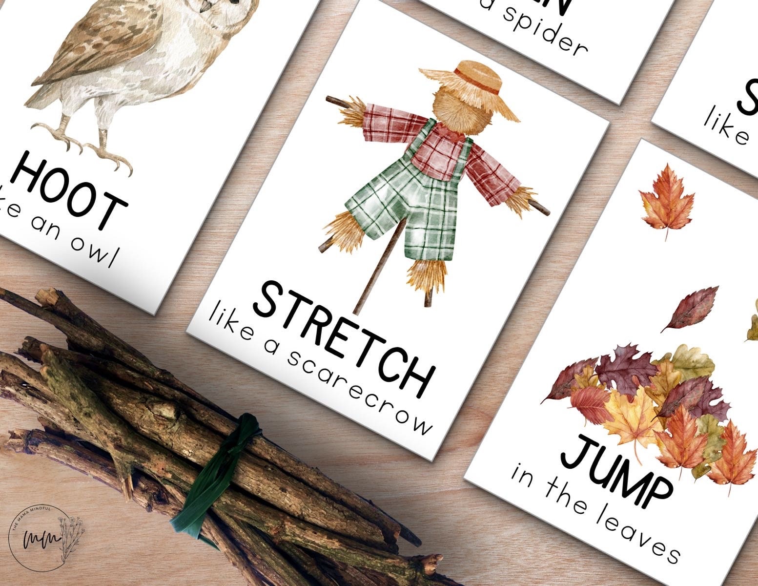 Fall Movement Cards Autumn Flash Cards Calming Corner - Etsy