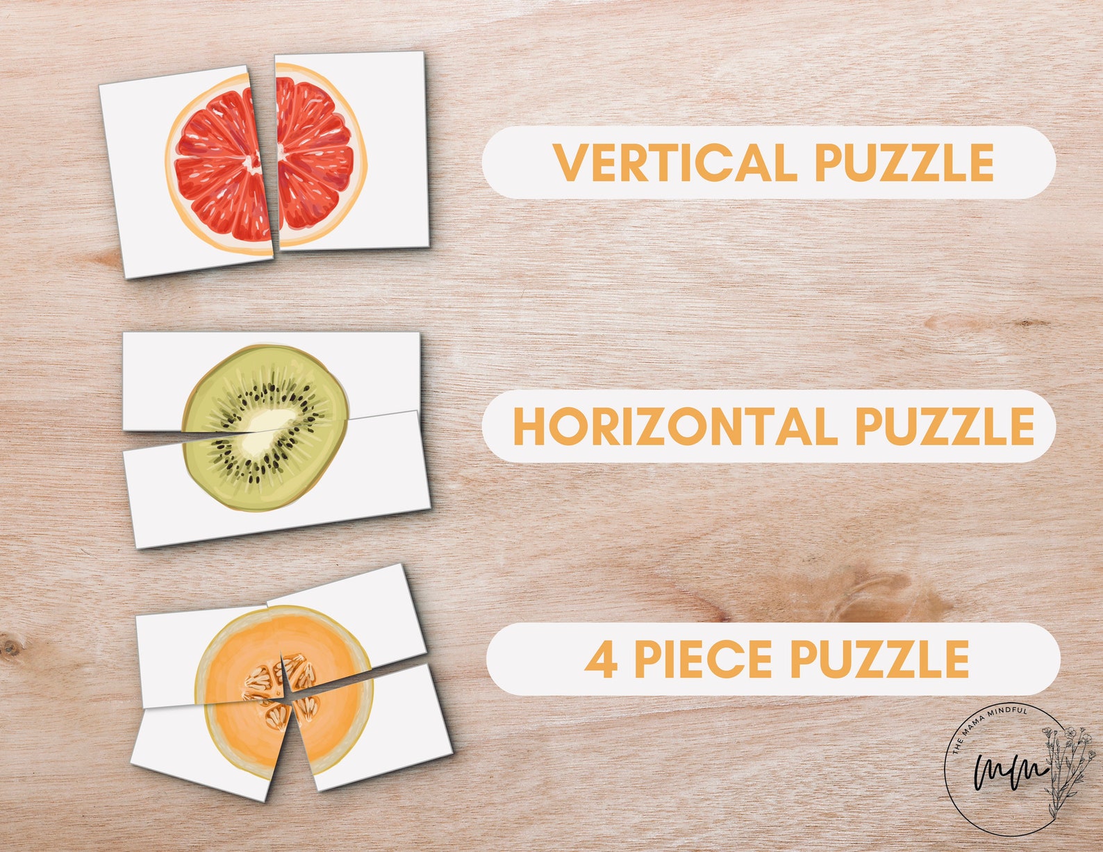 Fruit Slices Matching Puzzle Cards Montessori Inspired | Etsy