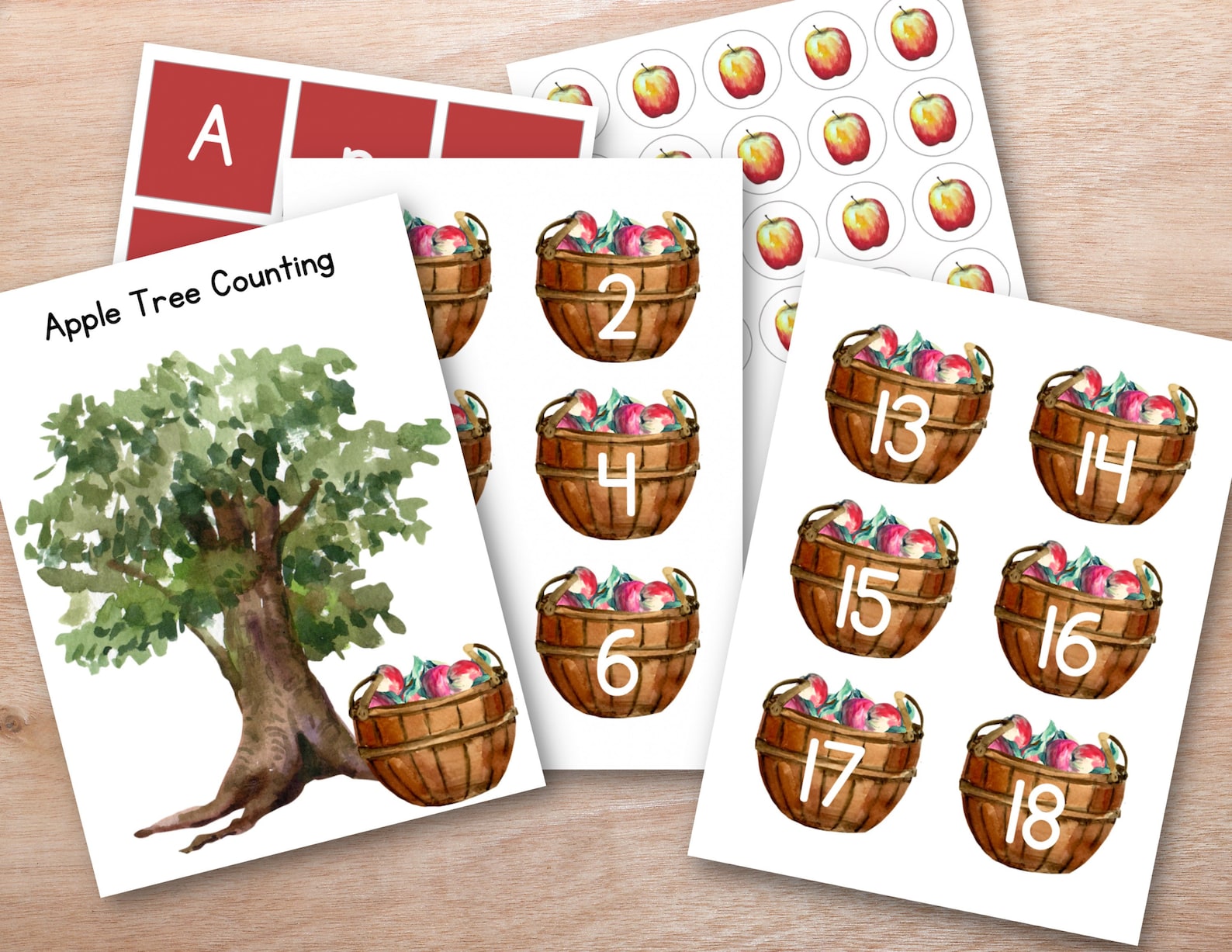 Apple Counting Math Game Montessori Activity Preschool Apple - Etsy