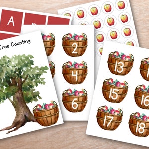 Apple Counting Math Game, Montessori Activity, Preschool Apple Math ...