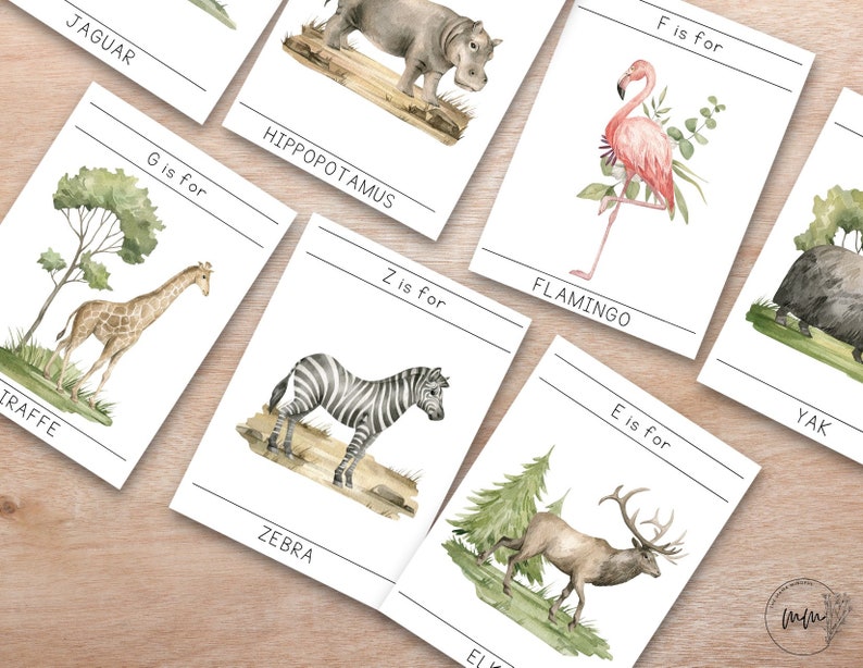 ABC Animal Alphabet Printable Flash Cards Classroom Art - Etsy