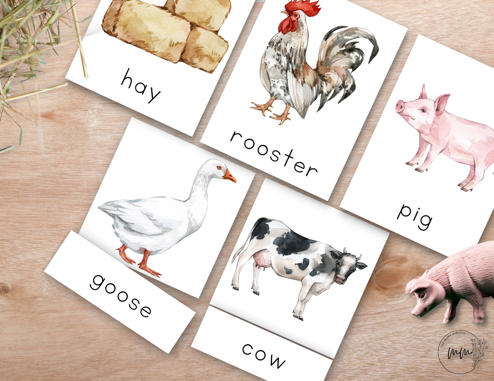 Farm Animal Flashcards Language Cards 3 Part Montessori - Etsy