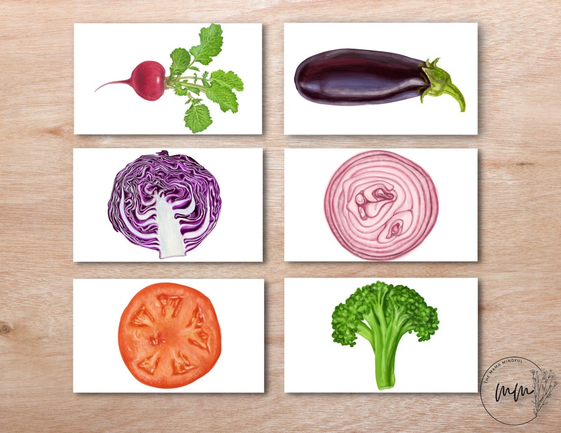 Vegetable Slices Matching Puzzle Cards Montessori Inspired - Etsy