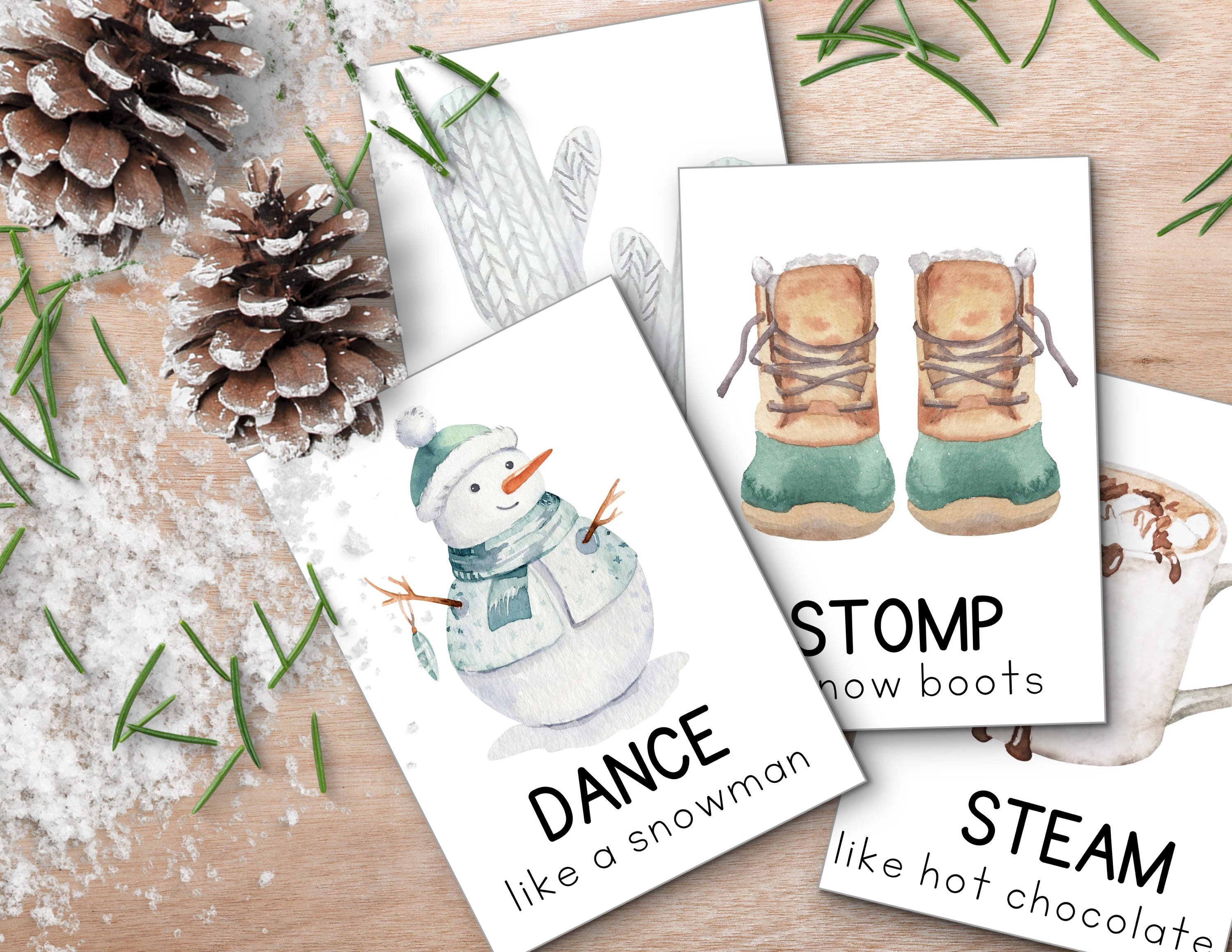 Winter Movement Cards, Winter Flash Cards, Calming Corner Activity ...