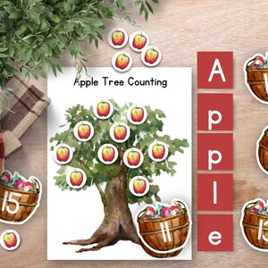 Apple Counting Math Game, Montessori Activity, Preschool Apple Math ...
