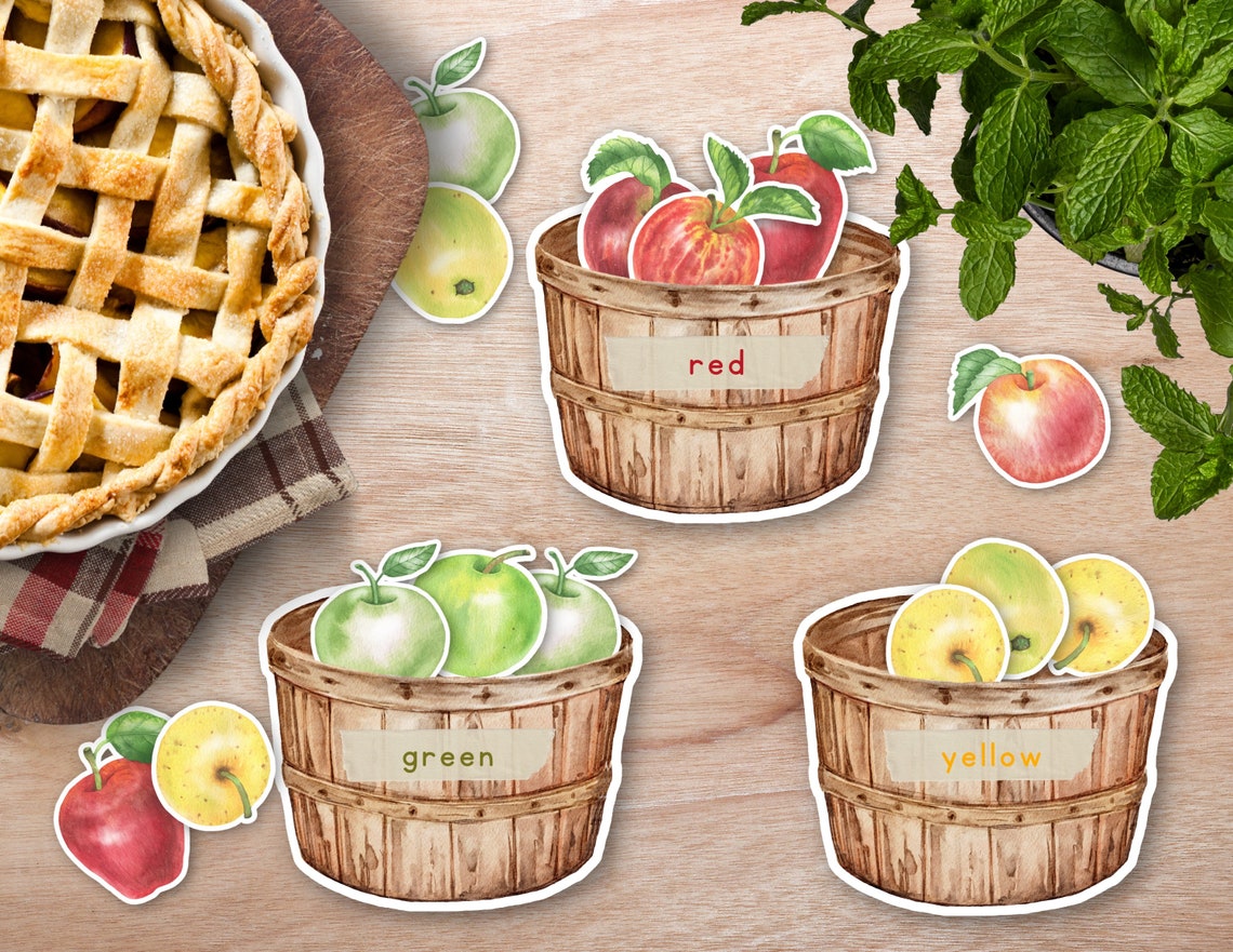 Apple Color Matching Game Toddler Montessori Activity - Etsy