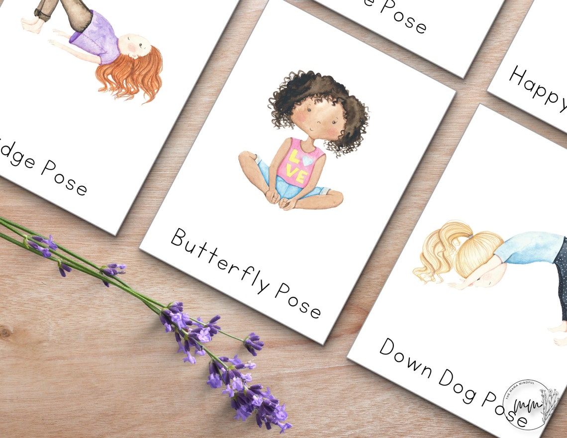Kids Yoga Cards Yoga Flashcards Calm Down Activity Kids - Etsy