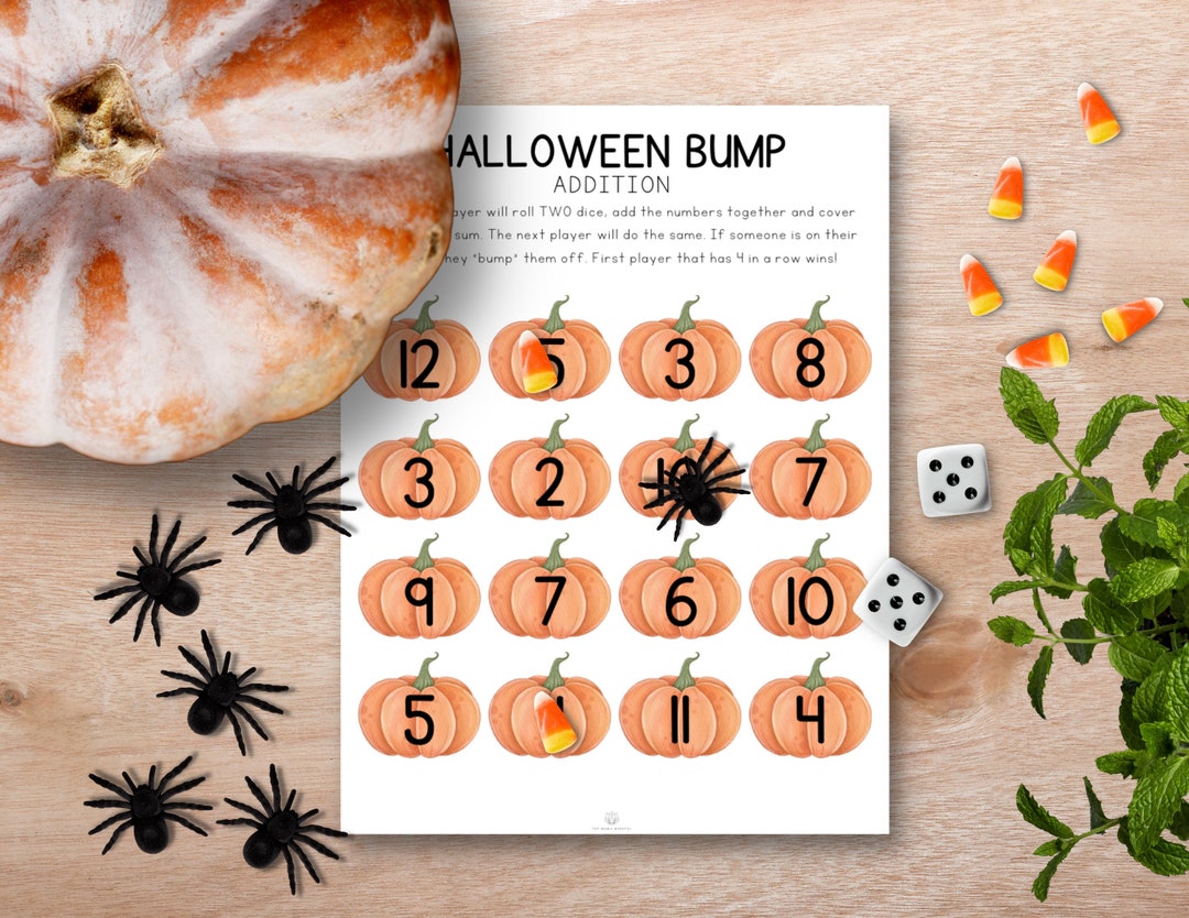Halloween Counting Addition Math Game, Montessori Activity, Preschool ...